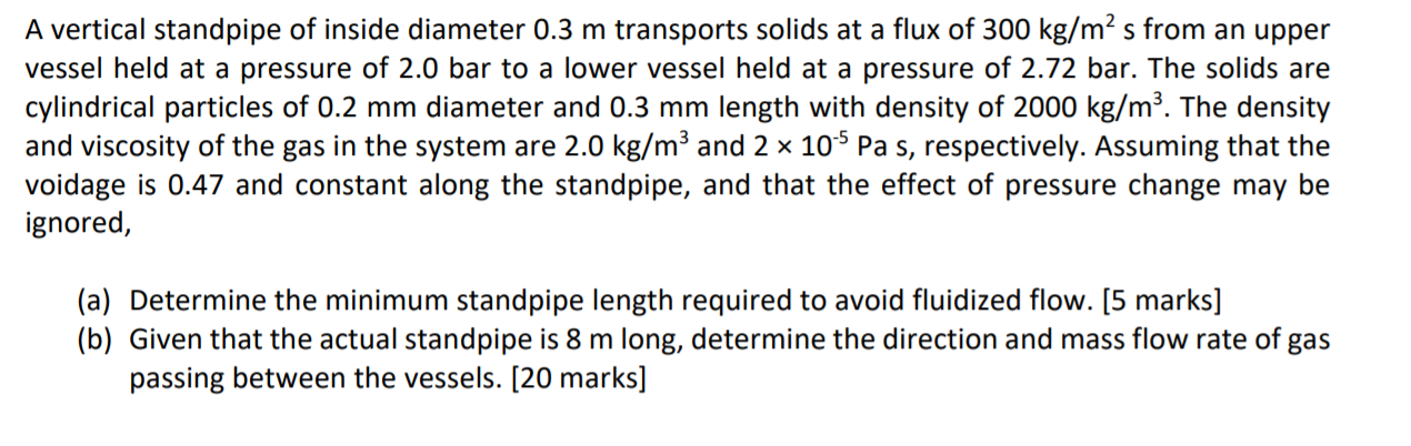 Solved A vertical standpipe of inside diameter 0.3 m | Chegg.com