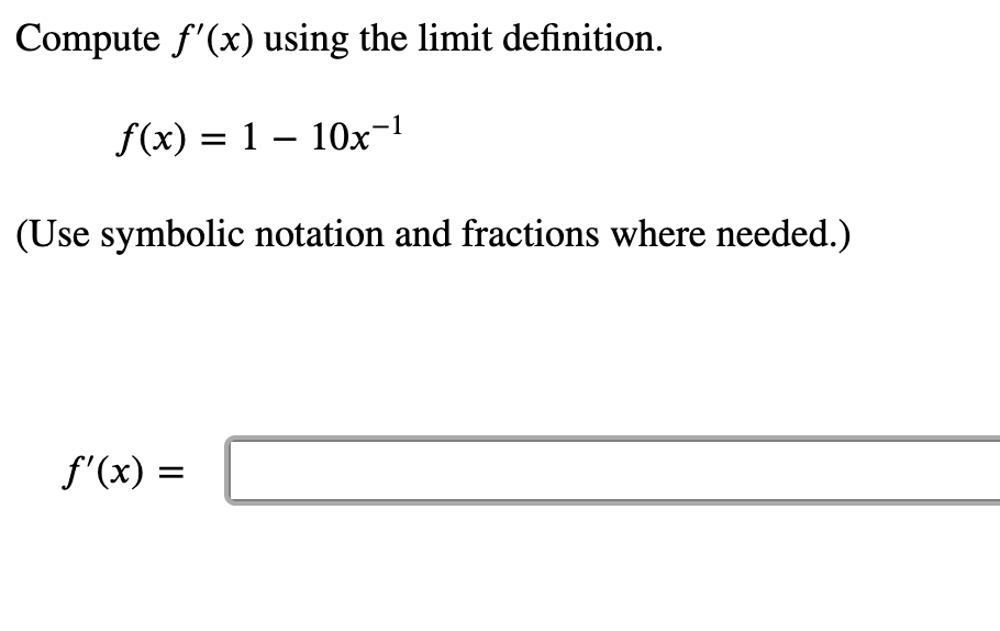 Solved Compute f'(x) ﻿using the limit | Chegg.com