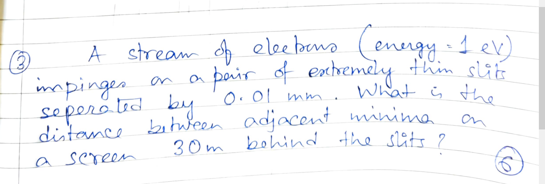 Solved (3) A stream of electrono (energy =1eV ) impinges on | Chegg.com