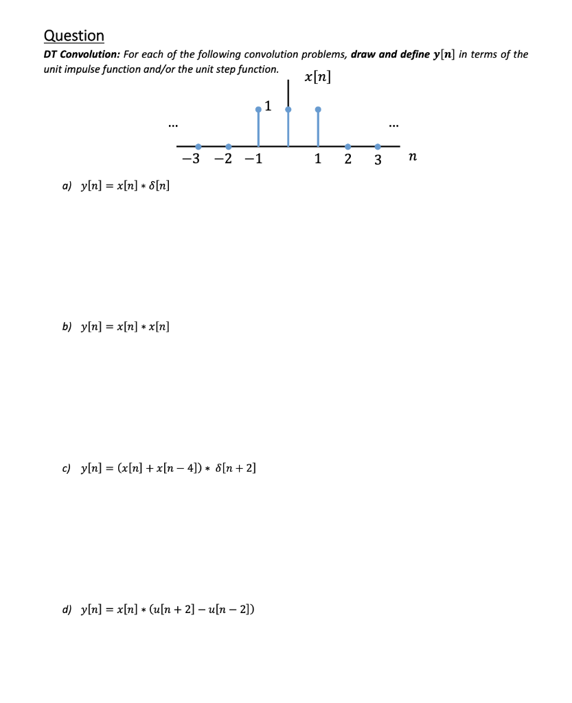 Solved Question DT Convolution: For each of the following | Chegg.com