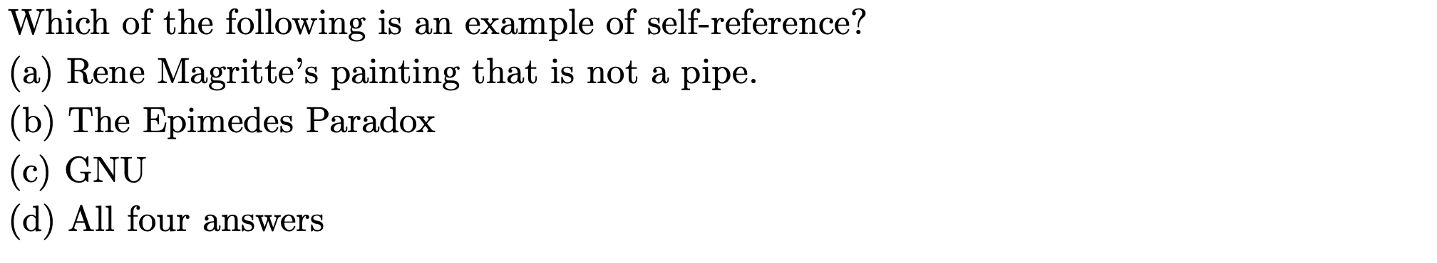 Solved Which of the following is an example of | Chegg.com