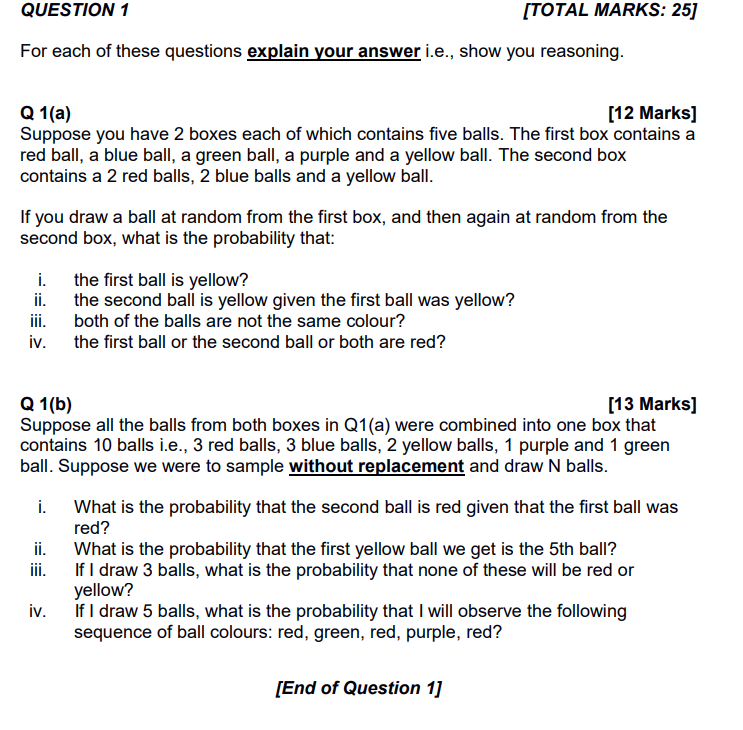Solved QUESTION 1 [TOTAL MARKS: 25] For each of these | Chegg.com