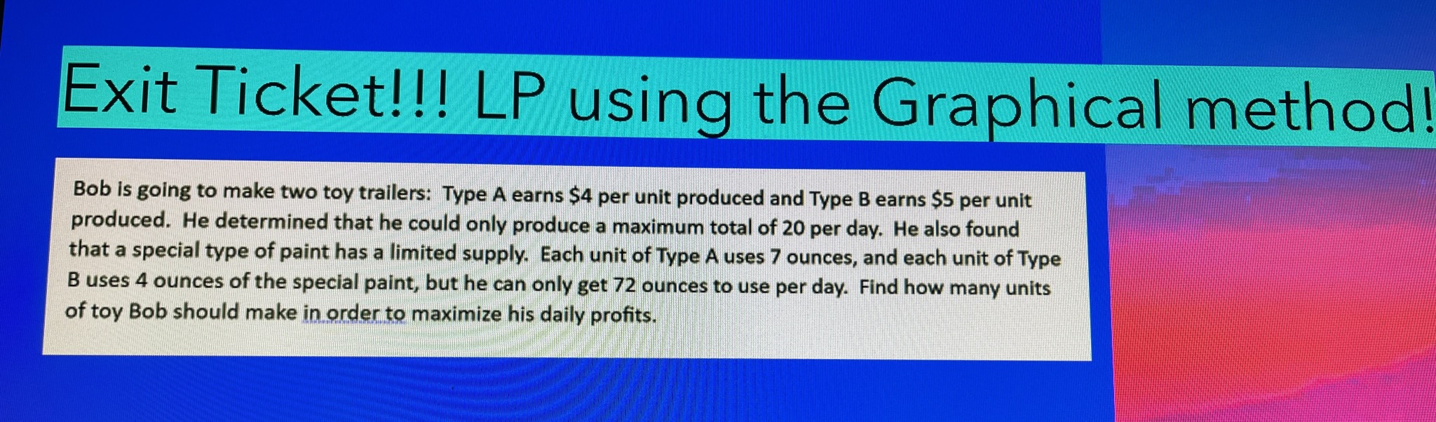 Solved Exit Ticket!!! LP using the Graphical method | Chegg.com