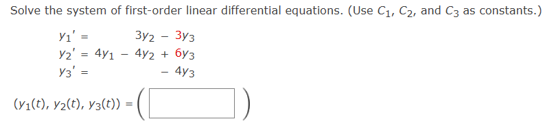 Solved Solve the system of first-order linear differential | Chegg.com