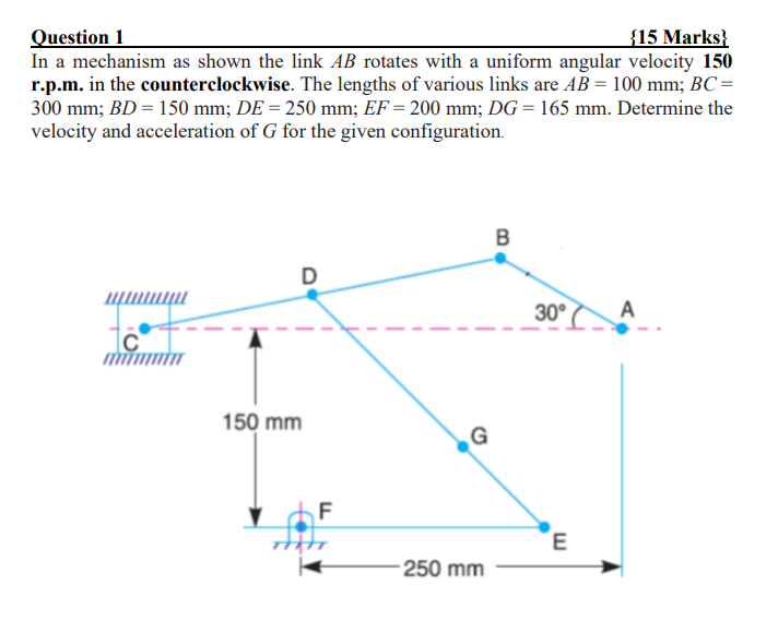 Solved Question 1 {15 Marks In a mechanism as shown the link | Chegg.com