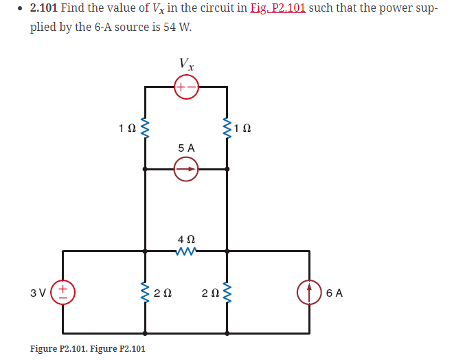Solved - 2.101 Find the value of Vx in the circuit in Fig. | Chegg.com