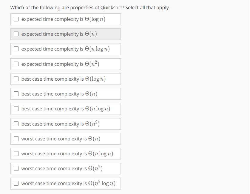 Solved Which of the following are properties of Quicksort? | Chegg.com