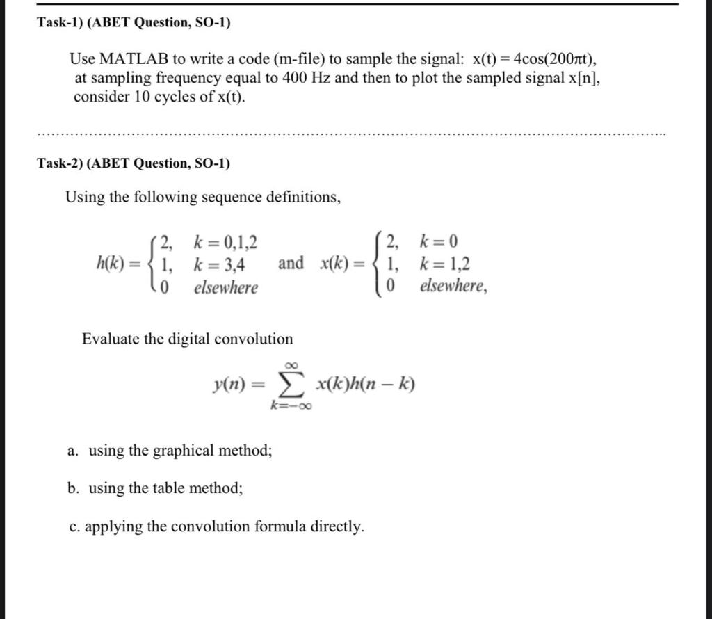 Solved Task-1) (ABET Question, SO-1) Use MATLAB to write a | Chegg.com