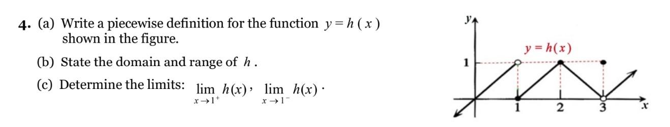 Solved 4 A Write A Piecewise Definition For The Function