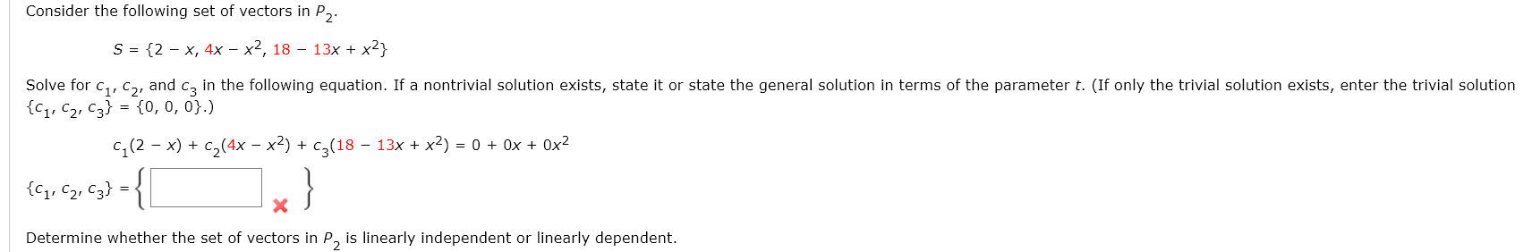Solved Consider the following set of vectors in P2. | Chegg.com