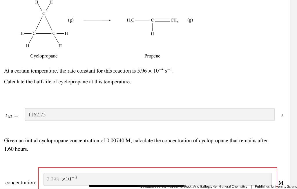 Solved H (g) нс- CH, (g) H CH H H H Cyclopropane Propene At | Chegg.com