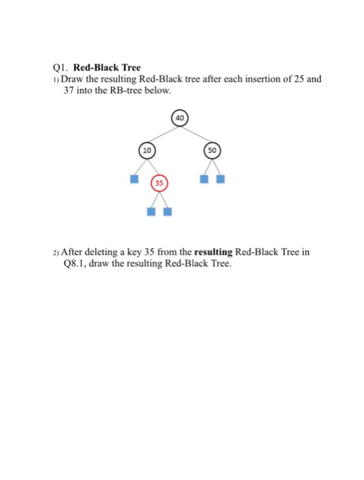 Solved Draw the resulting Red-Black tree after each | Chegg.com