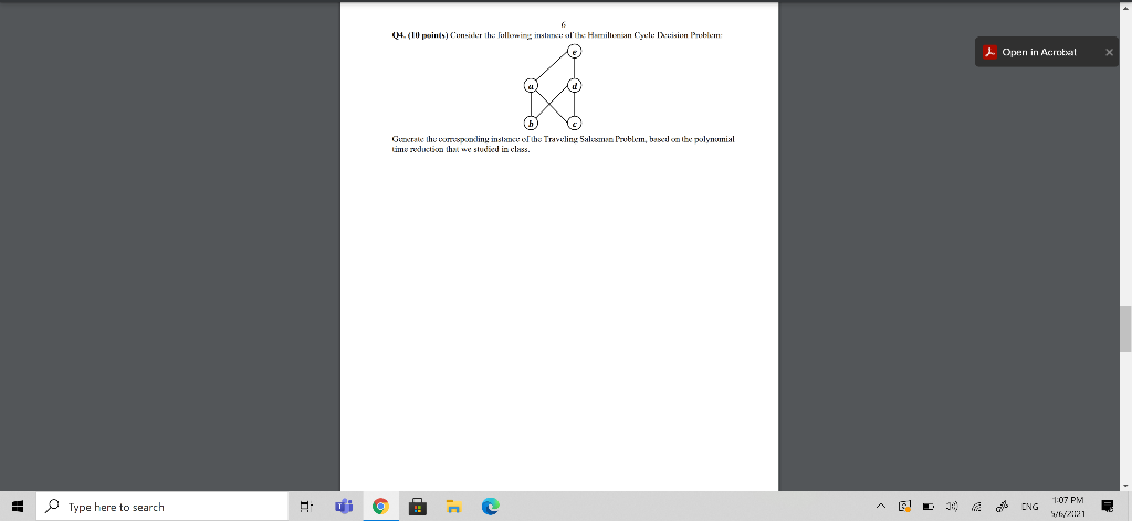 Solved 6 Q4. (10 points) Consider the following instance of | Chegg.com