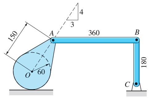 In the position shown, the rocker arm OA rolls | Chegg.com