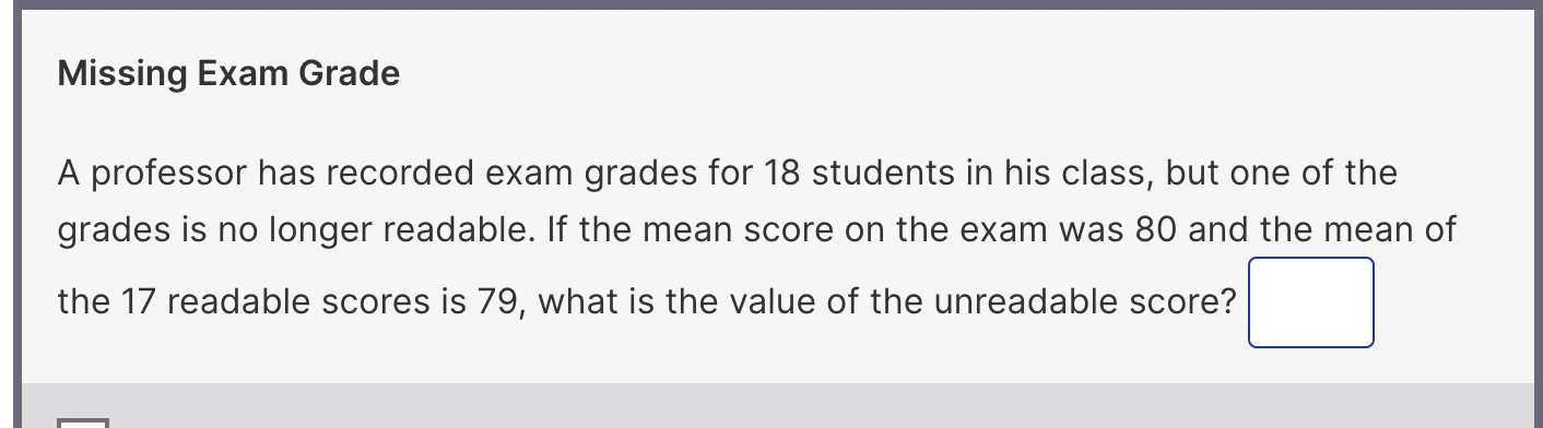 Solved Missing Exam Grade A professor has recorded exam | Chegg.com