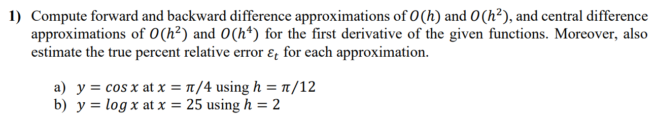 Solved 1) Compute forward and backward difference | Chegg.com