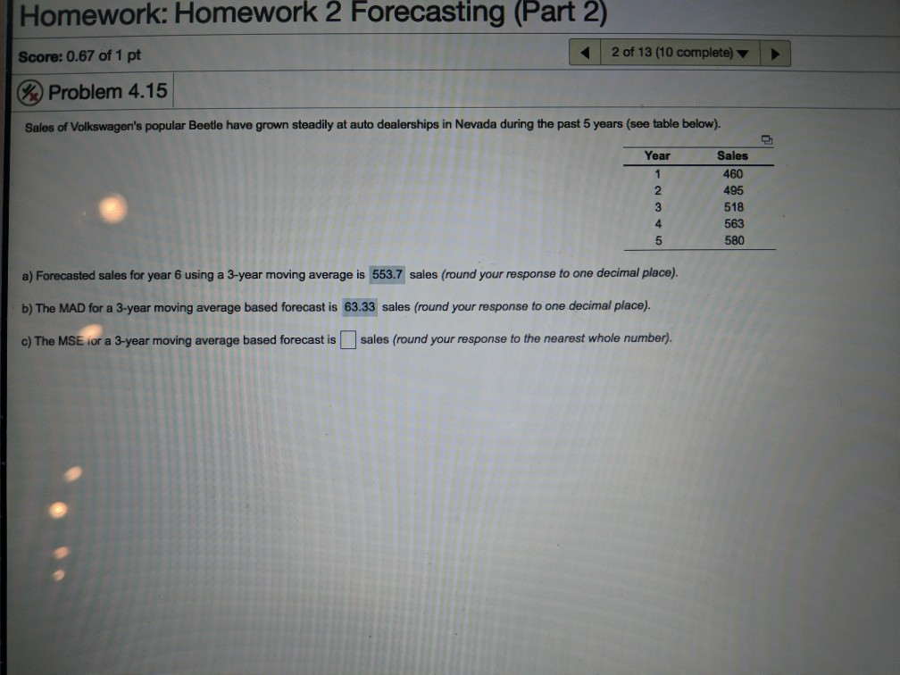 Solved Homework Homework 2 Forecasting Part 2 Score 0 67