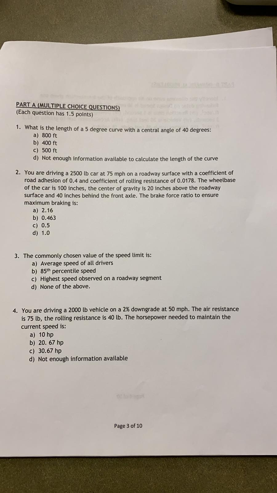 Solved PART A (MULTIPLE CHOICE QUESTIONS) (Each question has | Chegg.com