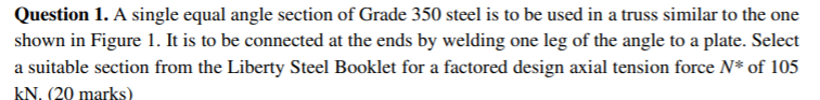 Solved Question 1. A single equal angle section of Grade 350 | Chegg.com