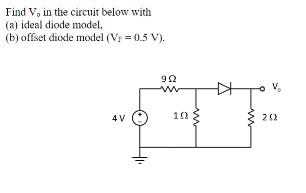 Solved Find V0 in the circuit below with (a) ideal diode | Chegg.com