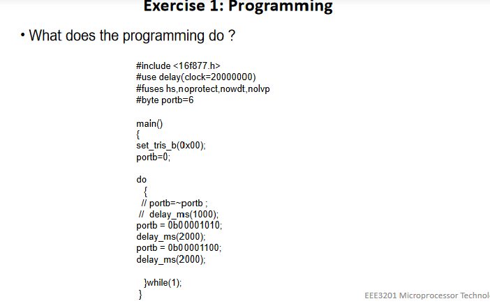 Solved Exercise 1 Programming What Does The Programming Do 