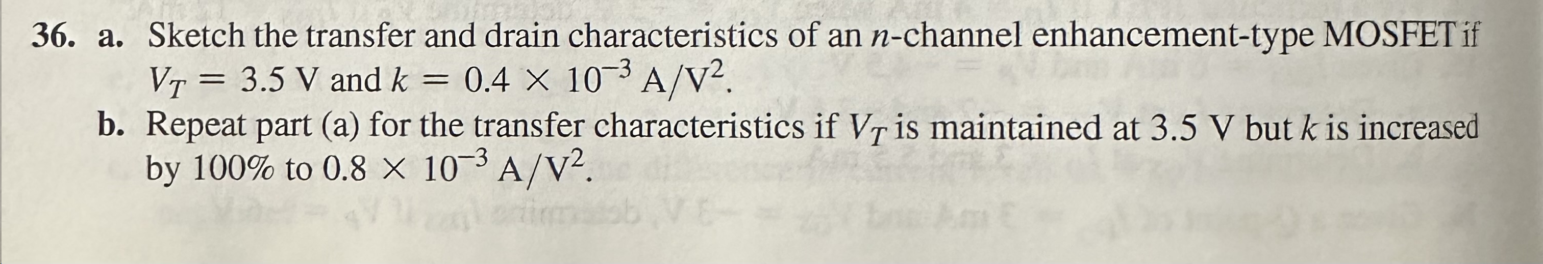 Solved 36. a. Sketch the transfer and drain characteristics | Chegg.com