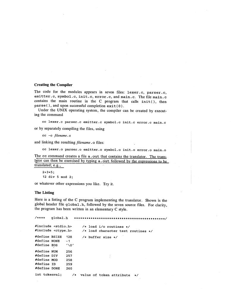 Creating the Compiler The code for the modules | Chegg.com