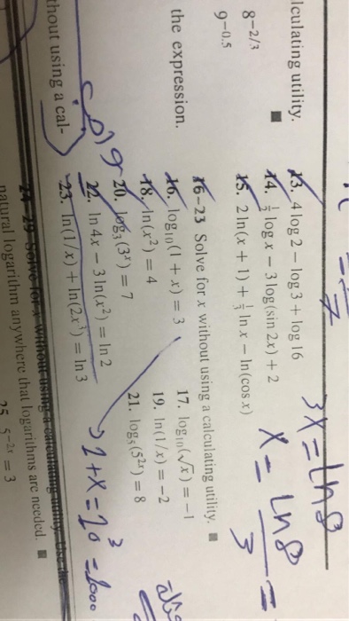 Solved Iculating utility. ン4 log 2-log 3 + log 16 イ4· 10g | Chegg.com