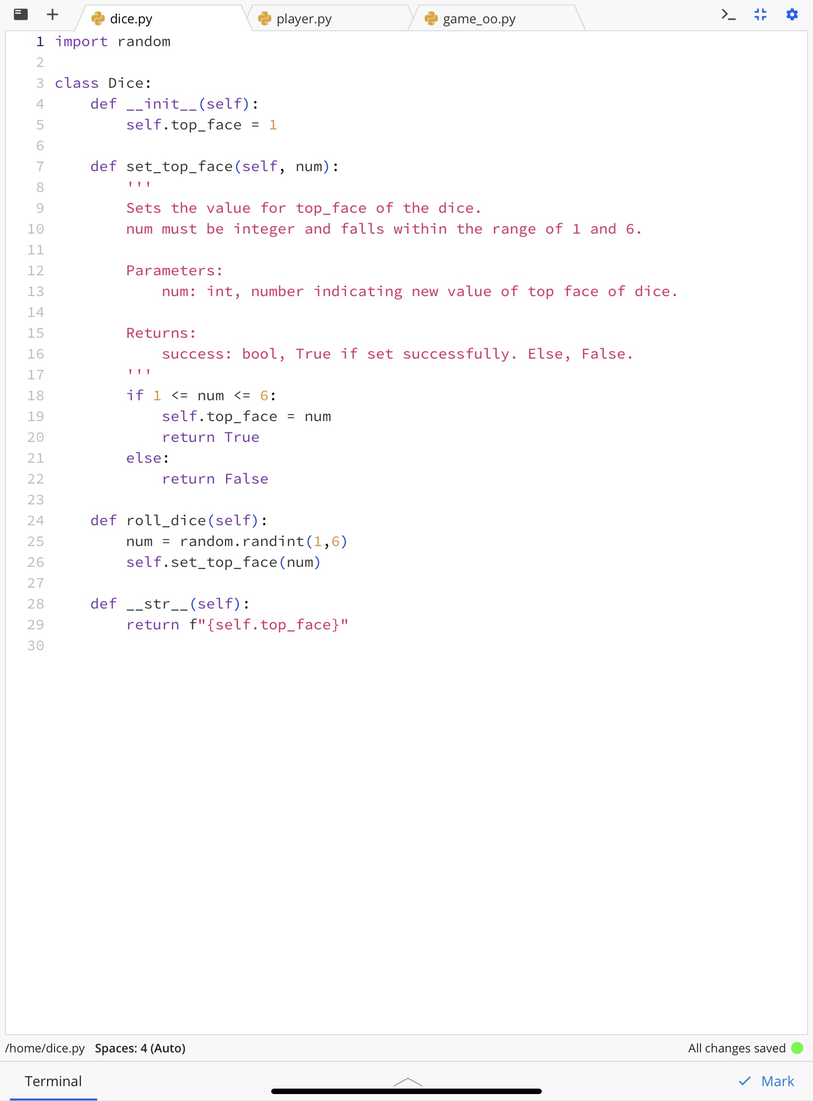 Solved from dice import Dice from player import Player | Chegg.com