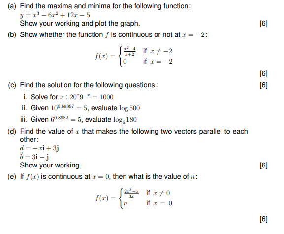 Solved (a) Find the maxima and minima for the following | Chegg.com