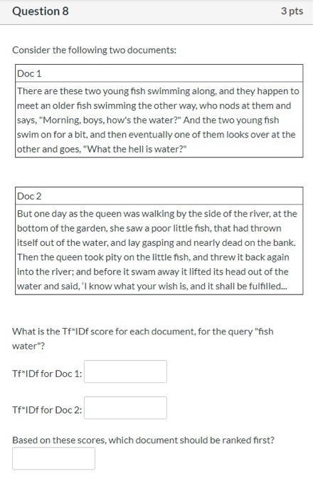 Solved Question 8 3 pts Consider the following two | Chegg.com Solved Question 8 3 pts Consider the following two | Chegg.com