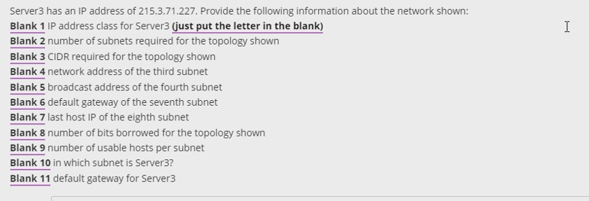 Solved Server 3 has an IP address of 215.3 .71 .227 . | Chegg.com