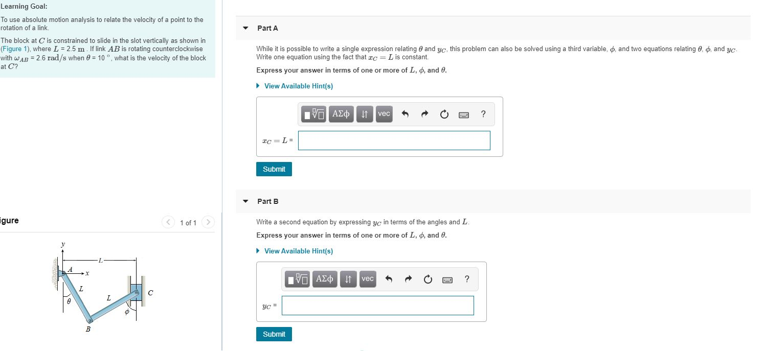 Solved Part A Learning Goal: To use absolute motion analysis | Chegg.com
