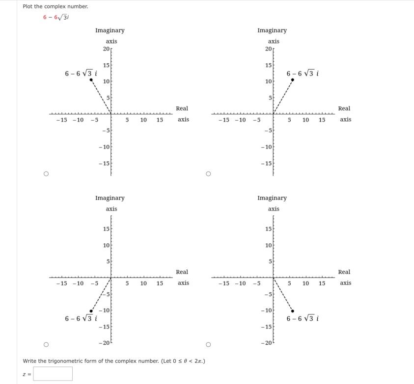 Solved Plot the complex number. 3 +31 Imaginary axis | Chegg.com