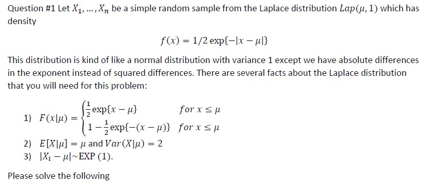 Solved Question #1 Let X1,…,Xn be a simple random sample | Chegg.com