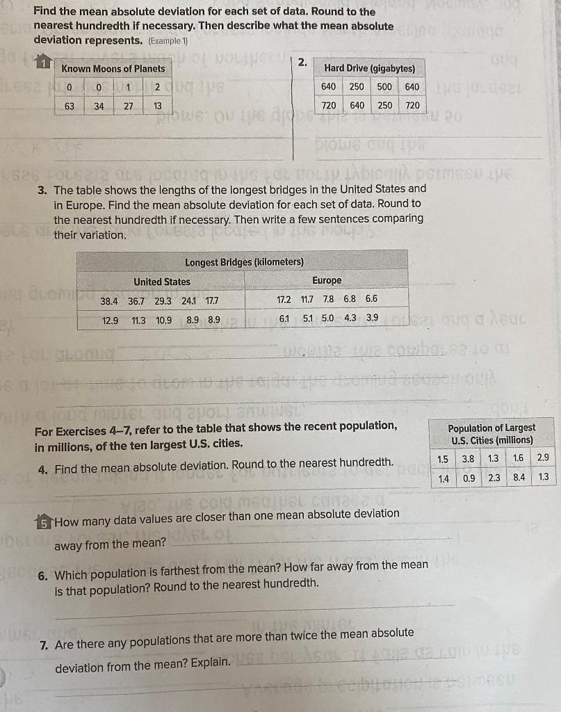 Solved Find the mean absolute deviation for each set of | Chegg.com