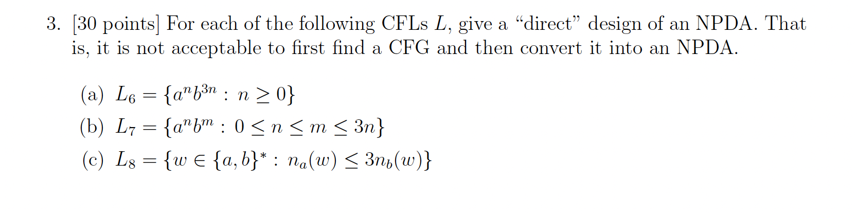 Solved [30 ﻿points] ﻿For each of the following CFLs L, ﻿give | Chegg.com