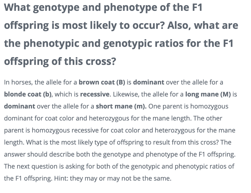 Solved What genotype and phenotype of the F1 offspring is | Chegg.com