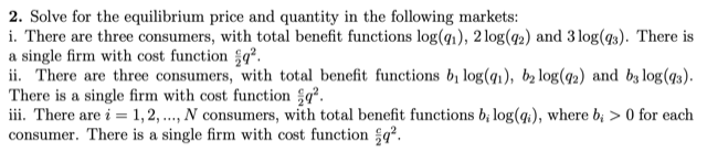 Solved 2. Solve for the equilibrium price and quantity in | Chegg.com