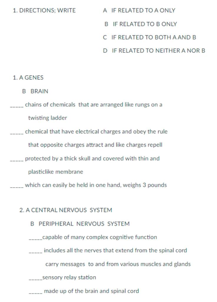 Solved 1. DIRECTIONS: WRITE A IF RELATED TO A ONLY BIF | Chegg.com