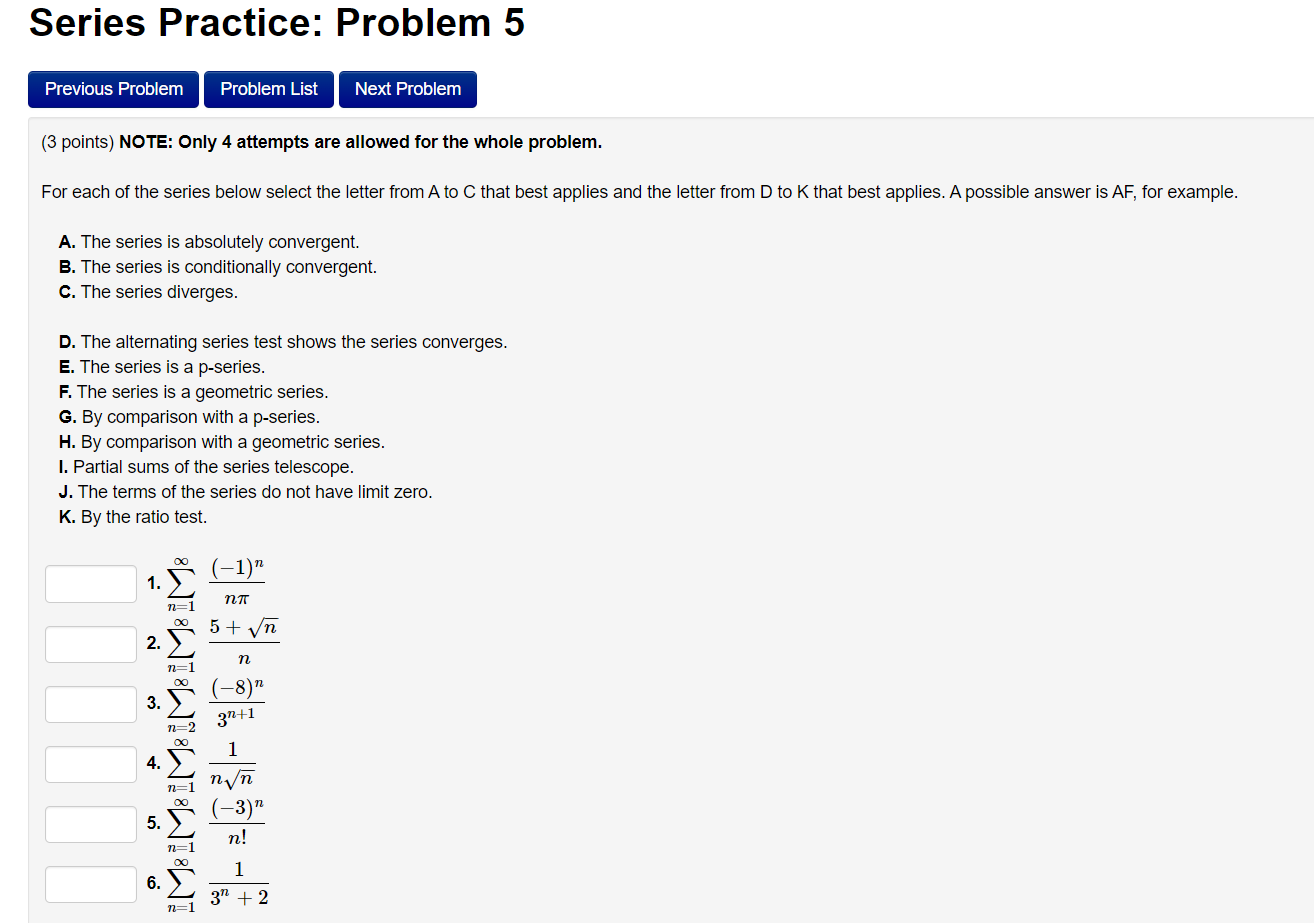 Solved Series Practice: Problem 5 Previous Problem Problem | Chegg.com