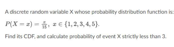 Solved A discrete random variable X whose probability | Chegg.com