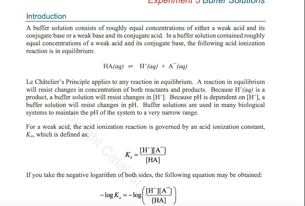 Data And Lab Submission - Buffer Solutions Buffer | Chegg.com