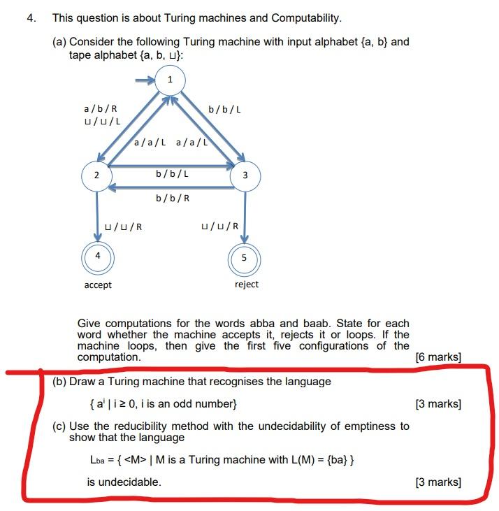 Solved 4. This question is about Turing machines and | Chegg.com
