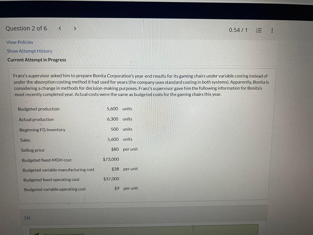 Solved View Policies Show Attempt History Current Attempt in | Chegg.com