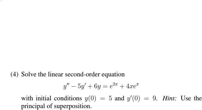 Solved 4 Solve The Linear Second Order Equation