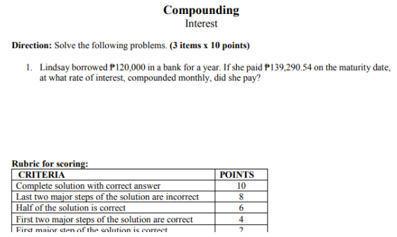 Solved Compounding Interest Direction: Solve the following | Chegg.com