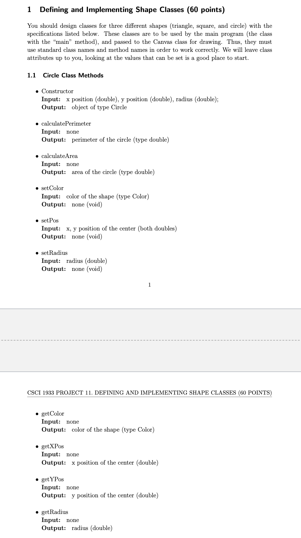 Solved 1 Defining and Implementing Shape Classes (60 points) | Chegg.com