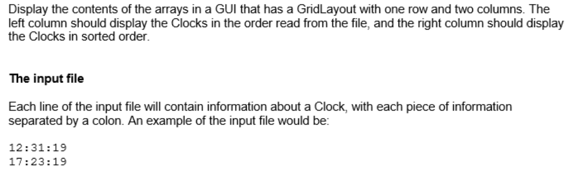 Display The Contents Of The Arrays In A Gui That Has