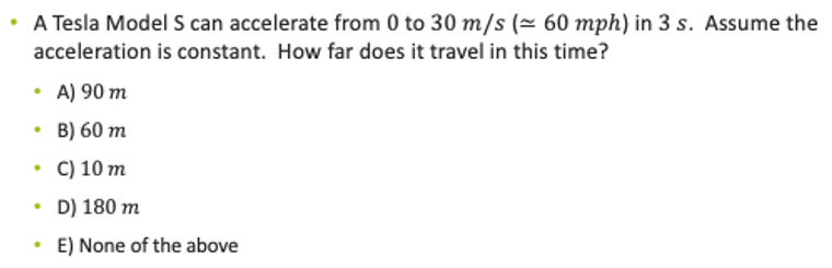 Solved • A Tesla Model S can accelerate from 0 to 30 m/s (= | Chegg.com